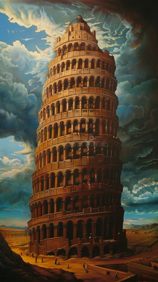 The Babylon Tower of Babel Artistic Depiction from the Bible Stock ...