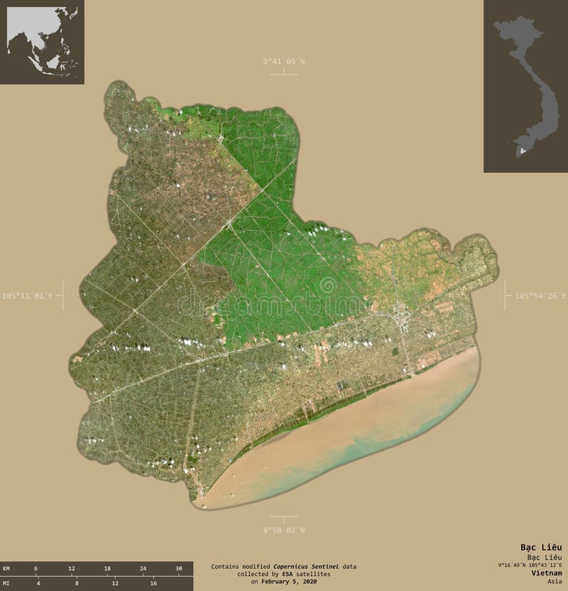 Bac Lieu, Vietnam - Composition. Sentinel-2 Satellite Stock ...