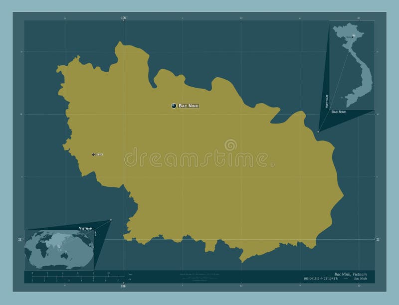 Bac Ninh, Vietnam. Solid. Labelled Points of Cities Stock Illustration ...