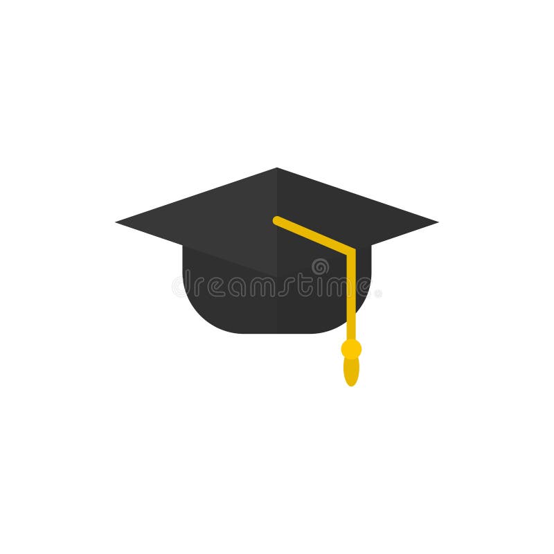 Bachelor Cap Flat Vector Icon, Graduation Cap. Black Graduation Hat ...
