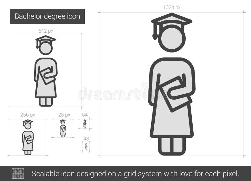 Bachelor degree line icon. stock vector. Illustration of graduation ...