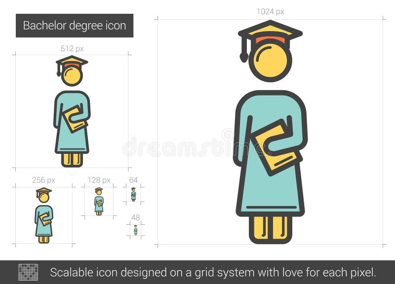 Bachelor degree line icon. stock vector. Illustration of draw - 80697236