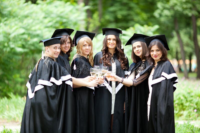 Bachelor Graduates Celebrate Stock Photo - Image of beautiful, black ...