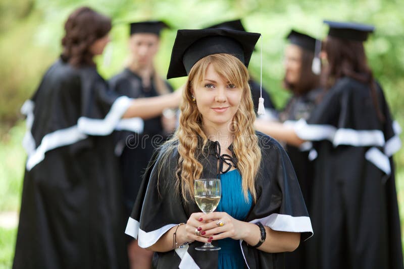 Bachelor Graduates Celebrate Stock Image - Image of happiness, outdoors ...