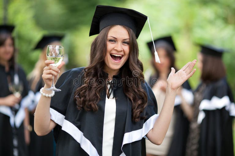 Bachelor Graduates Celebrate Stock Photo - Image of happiness ...