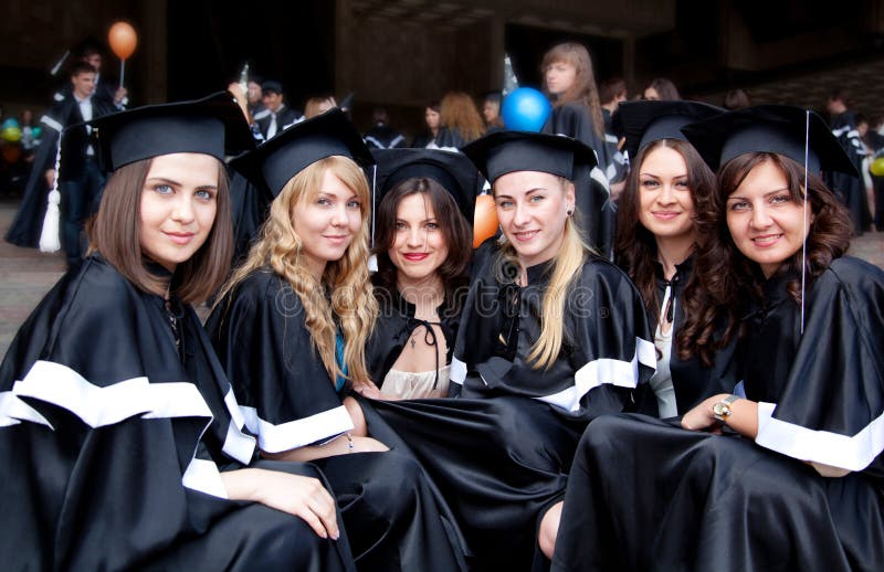 Bachelor S Graduates Celebrate Stock Photo - Image of ceremony ...