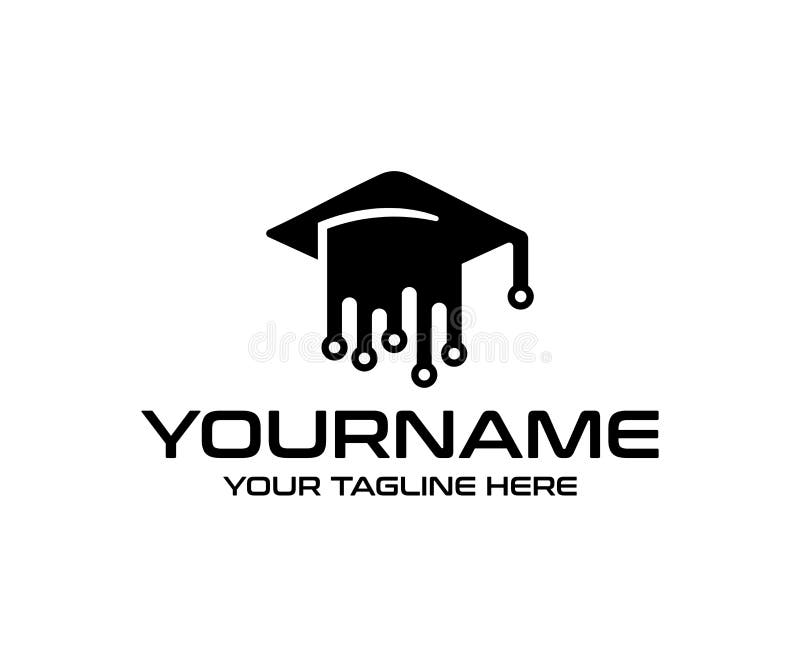 Bachelor Hat with Circuit, Technology and High Tech, Logo Design ...