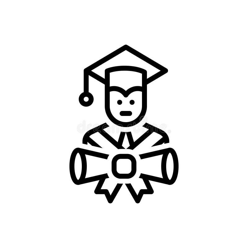 Black Line Icon for Bachelor, Celibate and College Stock Vector ...