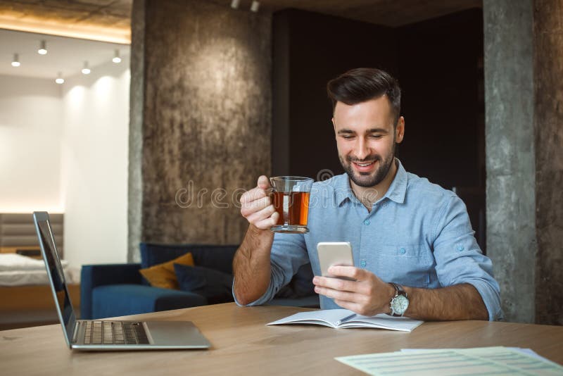 Bachelor Man daily Routine Single Lifestyle Morning Concept Drinking ...