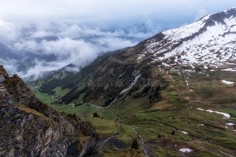 Bachlager Waterfall in Grindelwald Stock Photo - Image of view ...