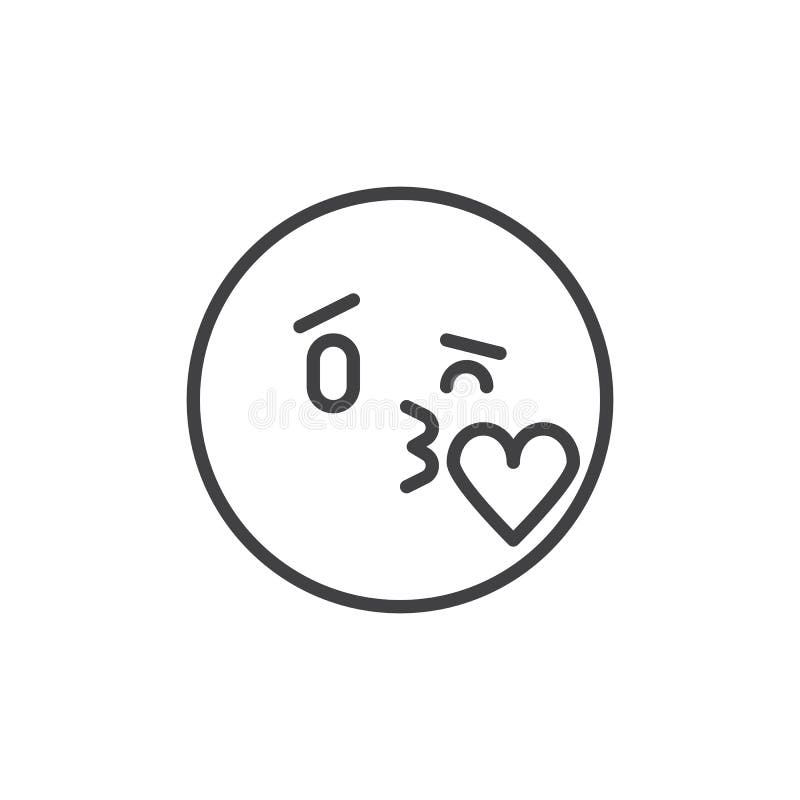 Emoticon Baciare Con Icona Del Cuore Isolata. Simbolo Di Baci Emoji ...