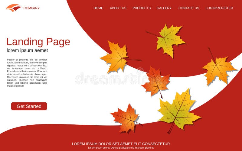 Autumn Style Website Landing Page Vector Template Stock Vector ...