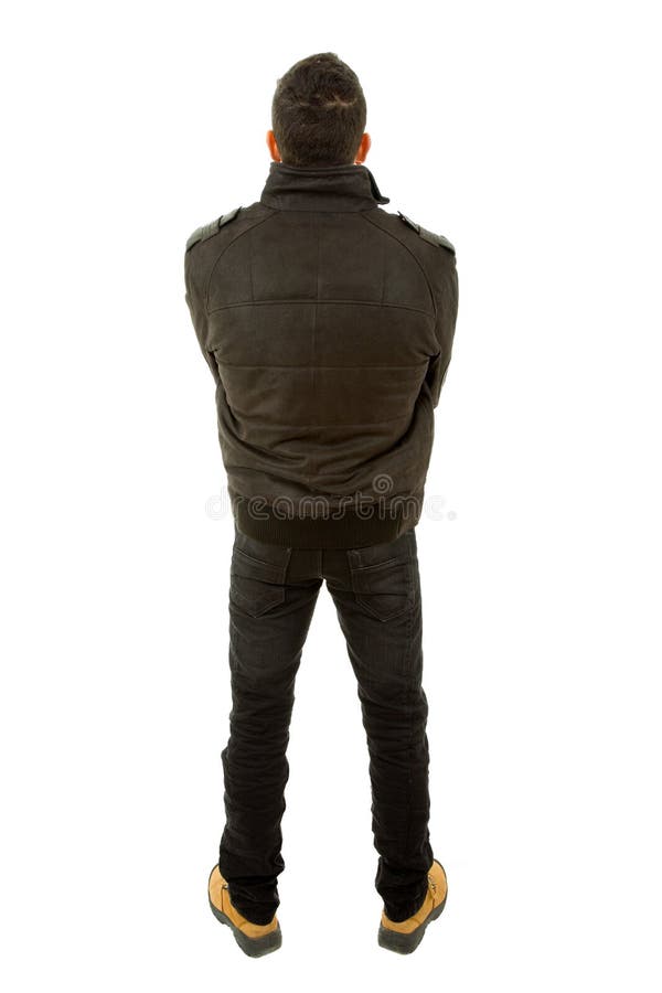 Male Security Guard on White Background, Back View Stock Image - Image ...