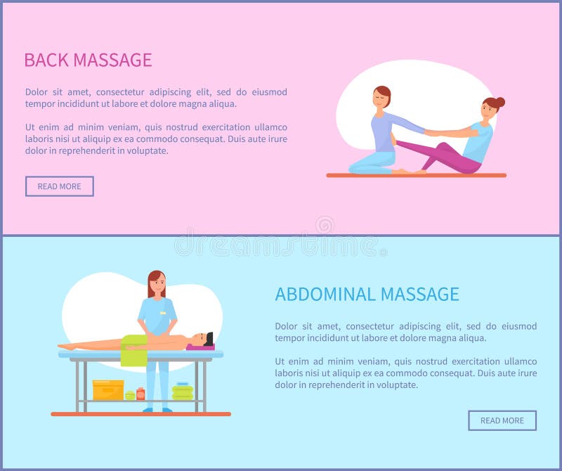 Back and Abdominal Massage Therapy Set Vector Stock Vector ...