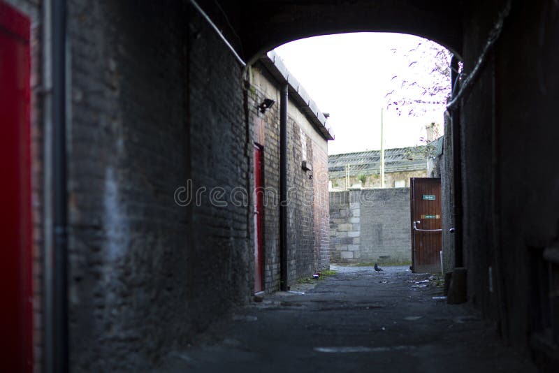 Dark alley stock photo. Image of alley, lamp, abandoned - 18481904