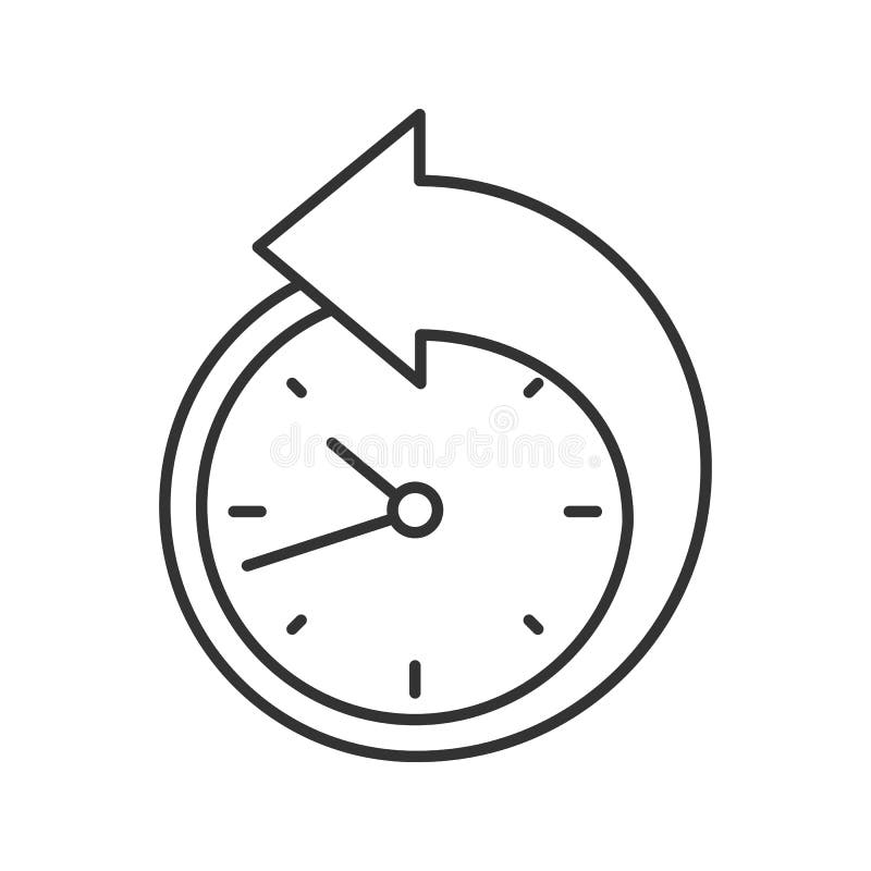 Back Arrow Around Clock Linear Icon Stock Vector - Illustration of ...