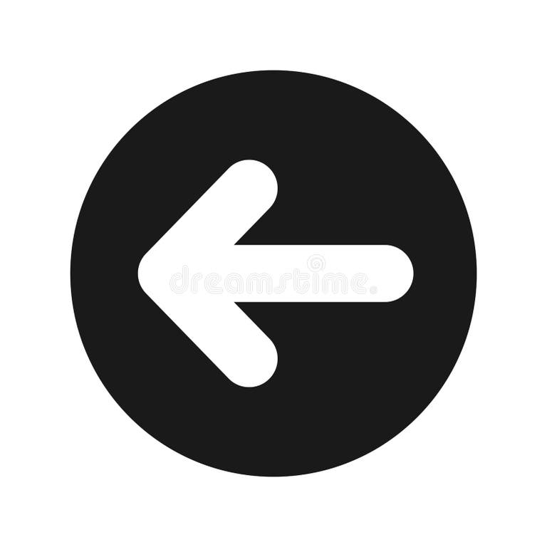 Back Arrow Icon Flat Black Round Button Vector Illustration Stock ...