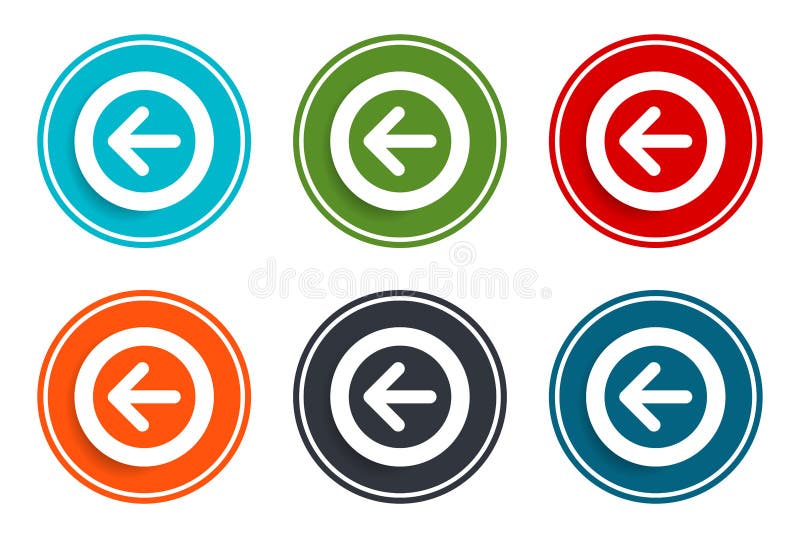 Back Arrow Icon Flat Vector Illustration Design Round Buttons ...