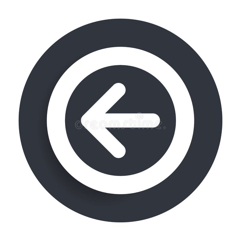 Back Arrow Icon Flat Vector Round Button Clean Black and White Design ...