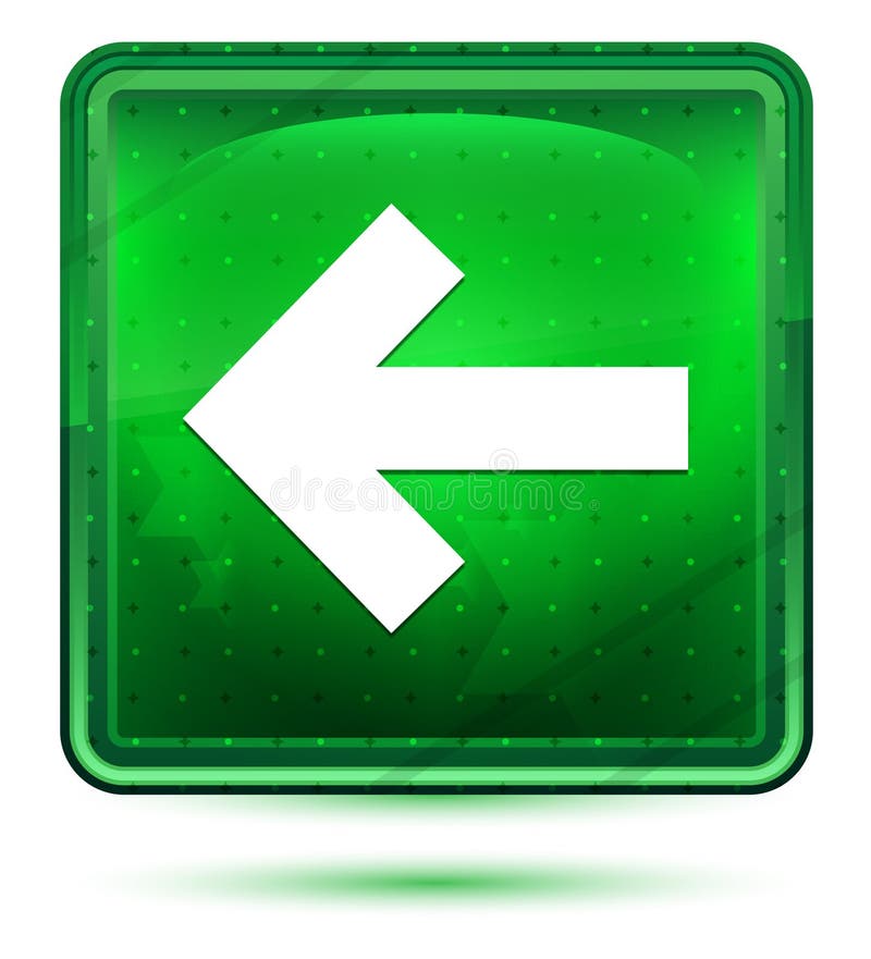 Back Arrow Icon Neon Light Green Square Button Stock Illustration ...