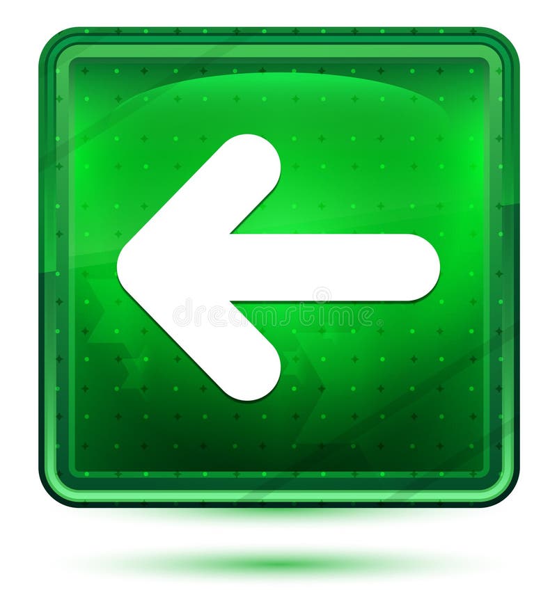 Back Arrow Icon Neon Light Green Square Button Stock Illustration ...