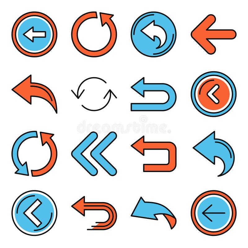 Back Arrow Icons Set on White Background. Vector Stock Illustration ...