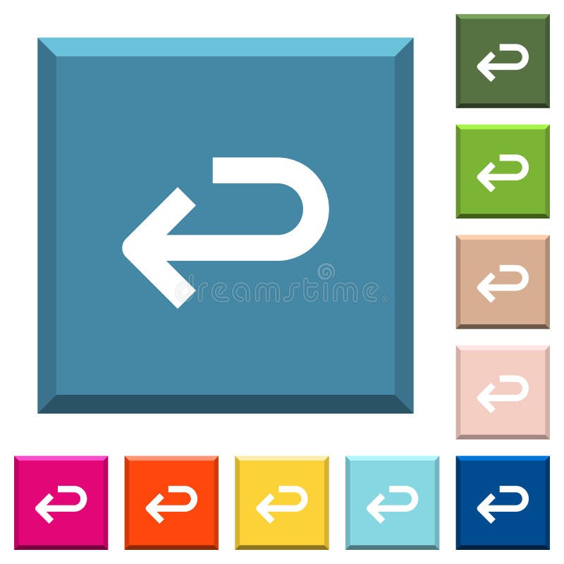 Back Arrow White Icons on Edged Square Buttons Stock Vector ...