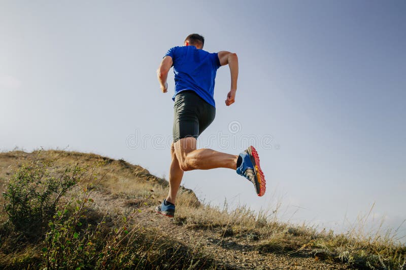 Back Athlete Runner Run Mountain Trail Stock Image - Image of ...
