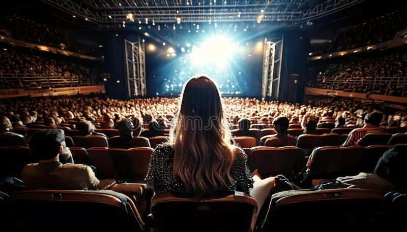 Back of Attendees in an Auditorium during a Concert Stock Illustration ...