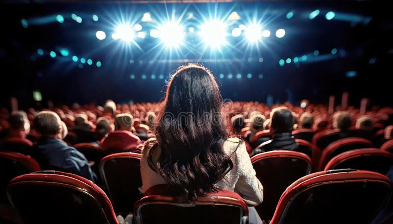 Back of Attendees in an Auditorium during a Concert Stock Illustration ...
