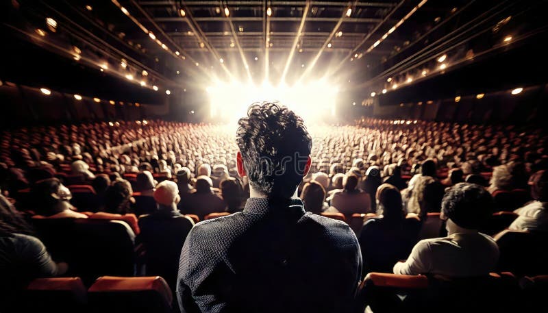 Back of Attendees in an Auditorium during a Concert Stock Illustration ...