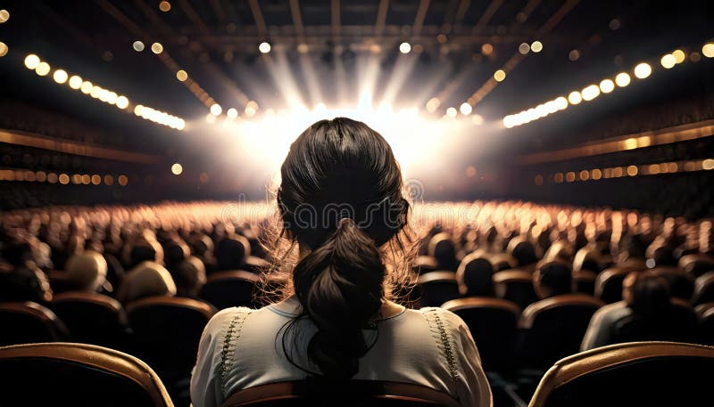 Back of Attendees in an Auditorium during a Concert Stock Illustration ...