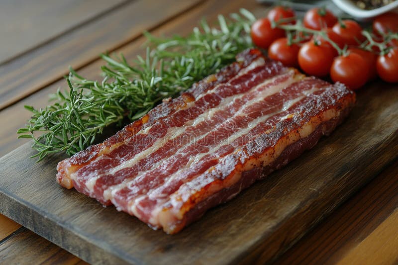 A Back Bacon Joint on a Cutting Board, Rustic and Appetizing Stock ...