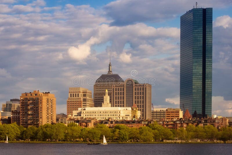 Back Bay Boston with Boats stock image. Image of buildings - 5265709