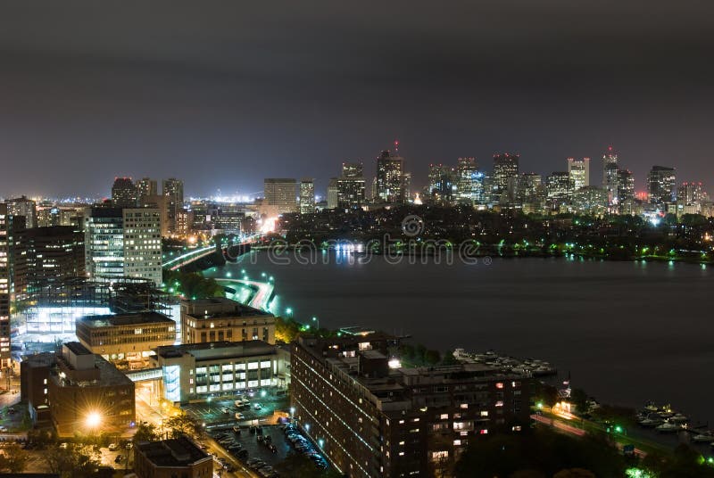 Back Bay and Cambridge Overcast Night Stock Photo - Image of ...