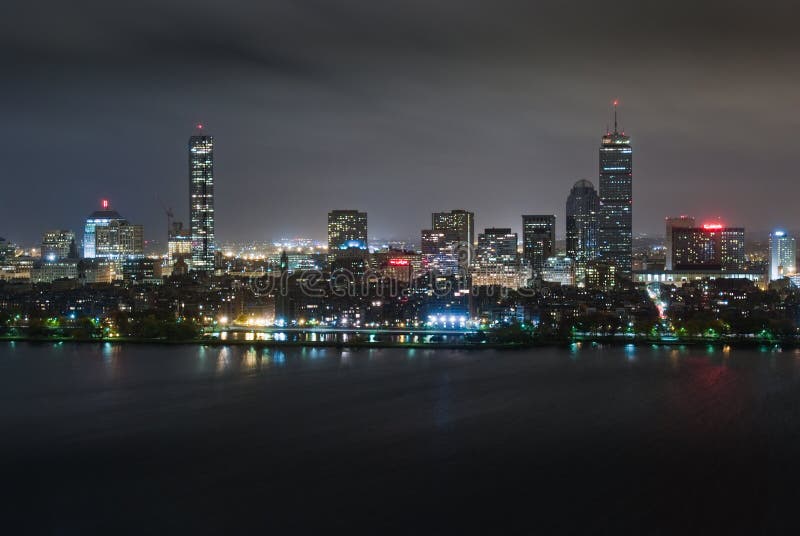 Back Bay Overcast Night Aerial Stock Photo - Image of architecture ...
