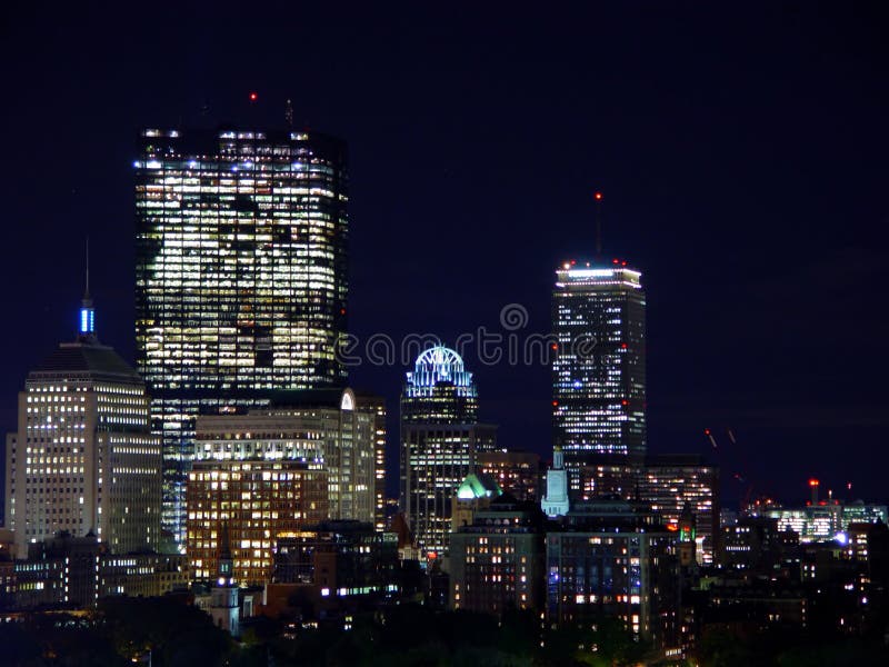 Back Bay Skyline at Night stock photo. Image of windows - 1747518