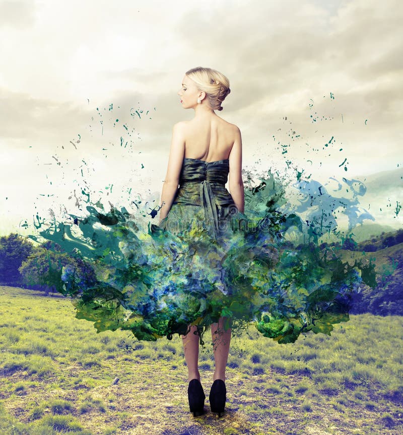 Back of a beautiful woman stock photo. Image of tree - 32888324