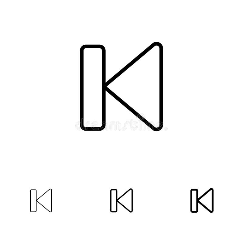 Back, Beginning, Control, Media, Start Bold and Thin Black Line Icon ...