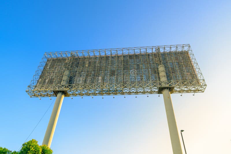 Back of Billboard at Blue Sky Background, Stock Photo - Image of large ...