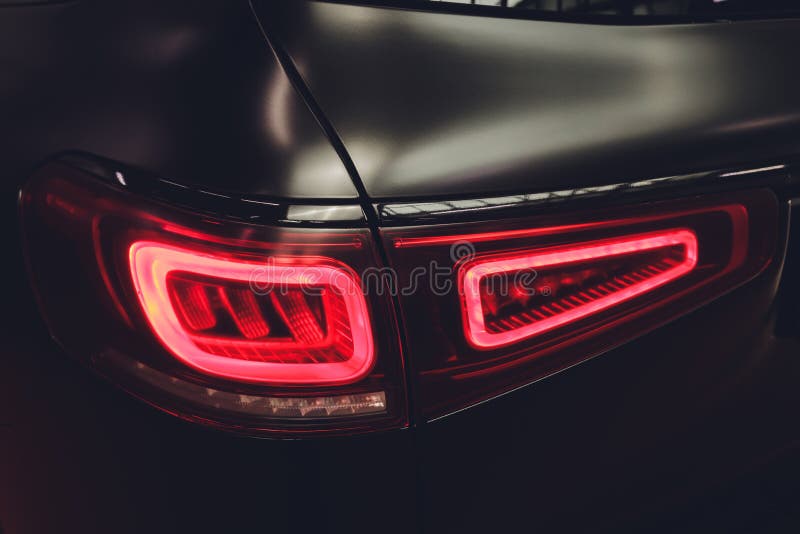 Back of Black Automobile with Modern Rear Light. Stock Image - Image of ...