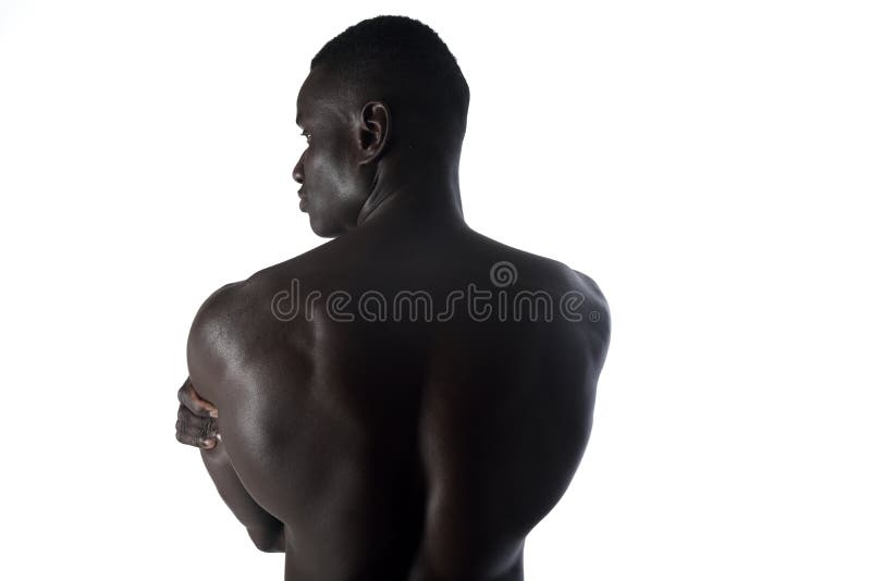 Back of black man on white stock photo. Image of muscle - 119564692