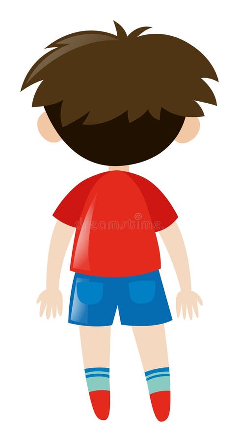 Back of boy in red shirt stock illustration. Illustration of back ...