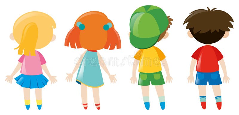 Back of boys and girls stock illustration. Illustration of childhood ...