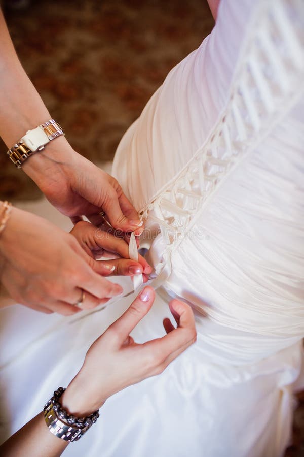 Back of Bride in Wedding Dress Stock Image - Image of satin ...