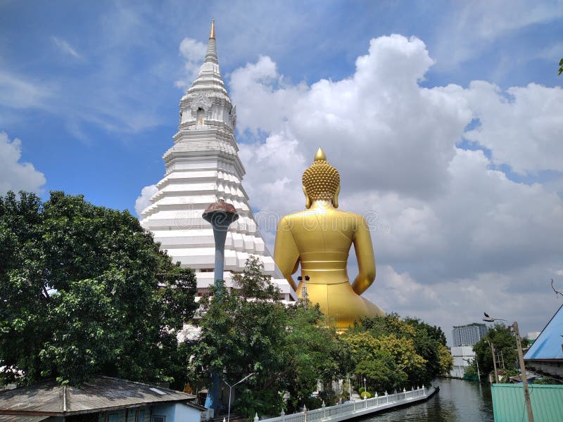 The Back Buddha in Beautiful Temple Stock Image - Image of pagoda ...