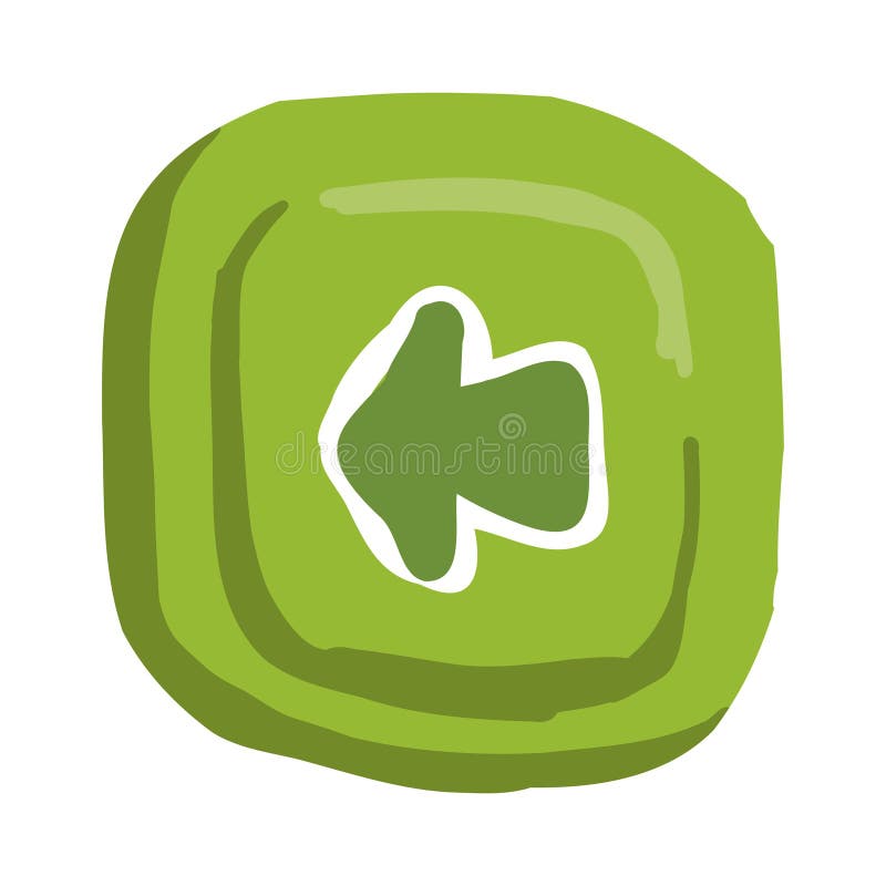 Back Button Left Arrow Button In Cartoon Doodle Style Mobile App Asset Video Game Ui Button