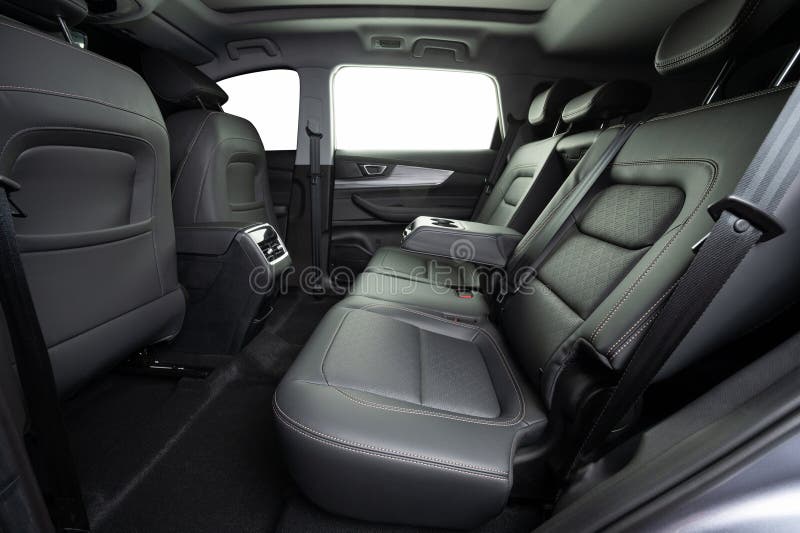 Back Car Leather Seat with Open Armrest Stock Photo - Image of modern ...
