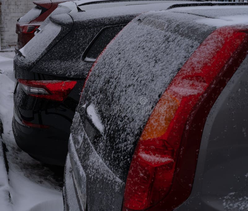 Back of Cars with Frozen Raindrops after Weather Change Stock Photo ...