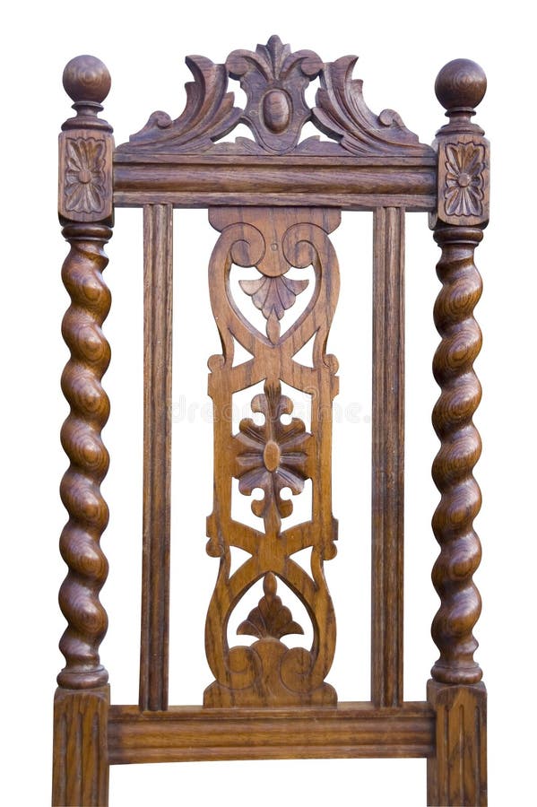 Antique Wooden High-back Chair Isolated. Stock Photo - Image of back ...
